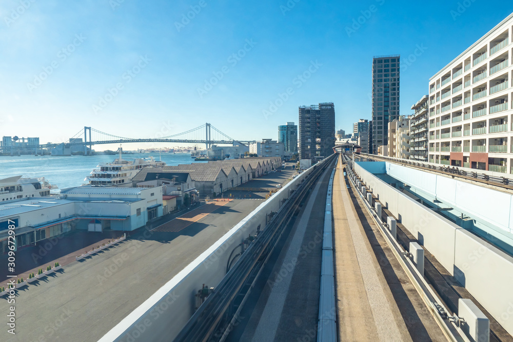 Japan. Tokyo cityscape. Houses in Japan. Transport infrastructure of ...