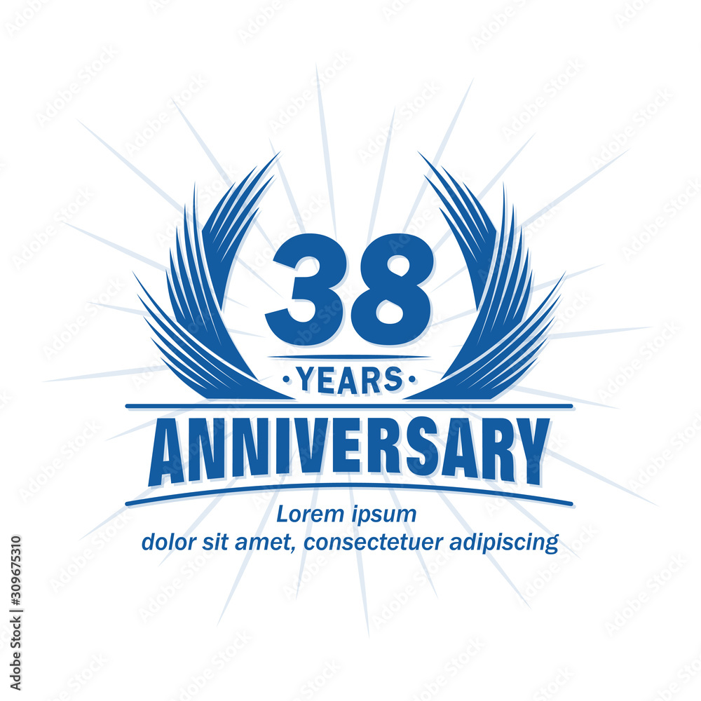 38 years logo design template. 38th anniversary vector and illustration ...