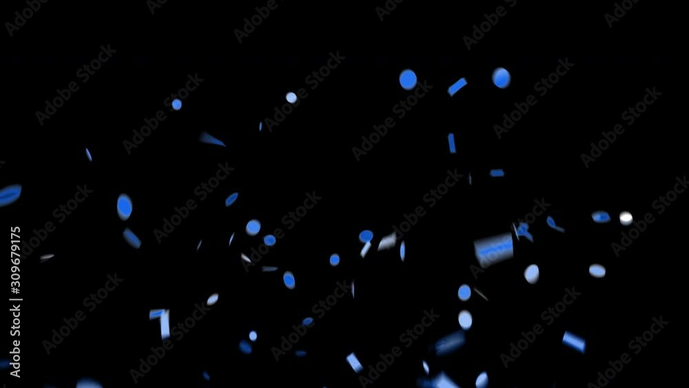 Party explosion confetti on black background. 4k 3d render animation of confetti falling with ...