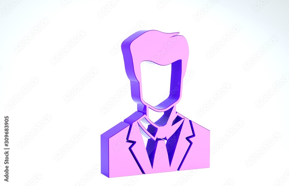 Purple User of man in business suit icon isolated on white background ...