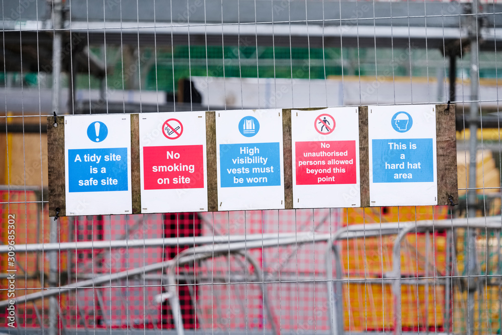 Safety starts here and health safety construction board notice signs ...
