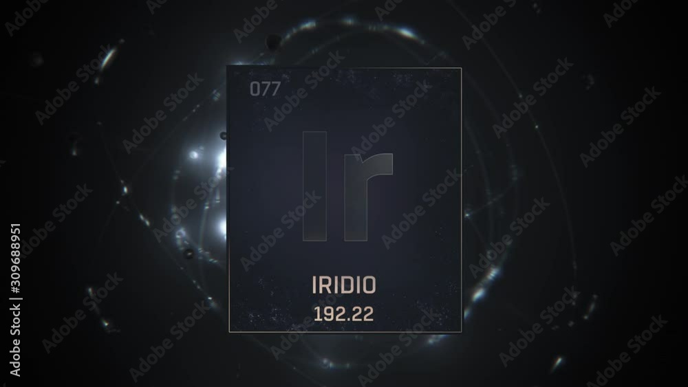 Iridium as Element 77 of the Periodic Table. Seamlessly looping 3D ...