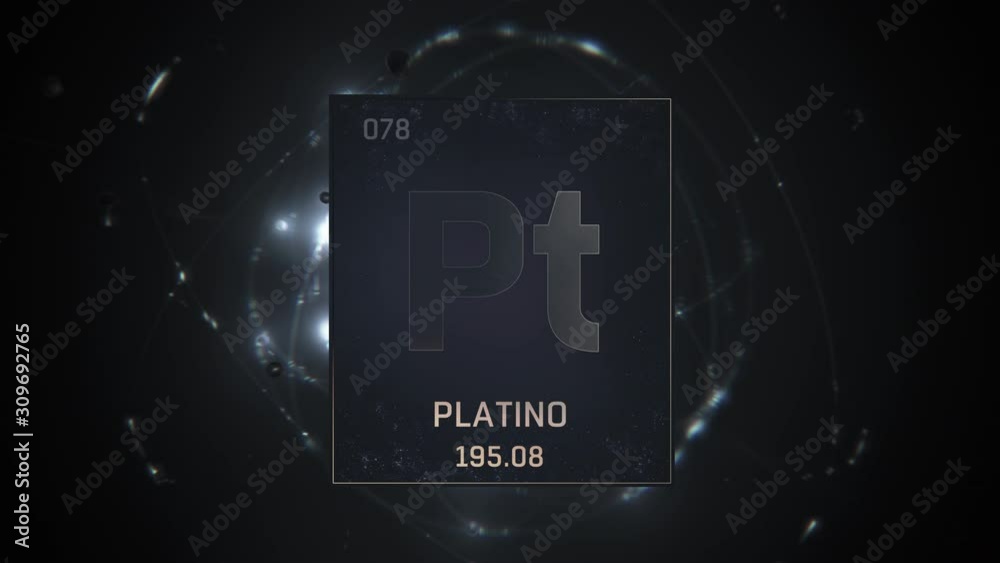Platinum as Element 78 of the Periodic Table. Seamlessly looping 3D ...