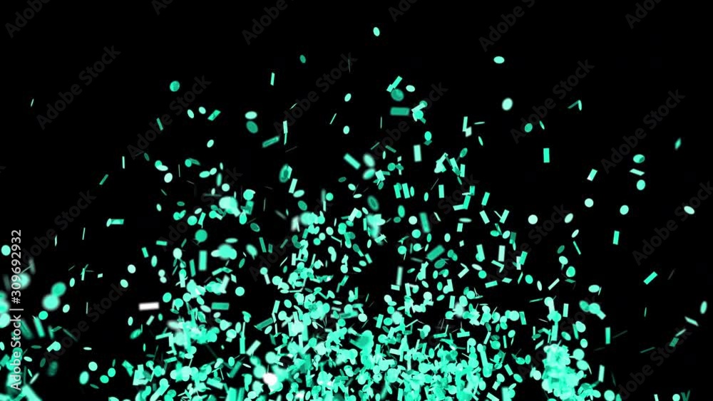 Nice abstract confetti explosion 3d render animation with alpha channel ...