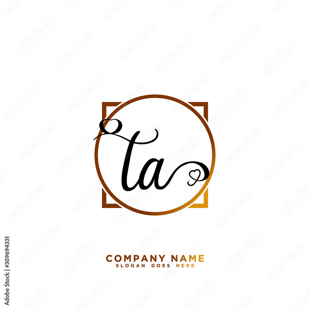 Initial letter TA handwriting Logo Vector Stock Vector | Adobe Stock