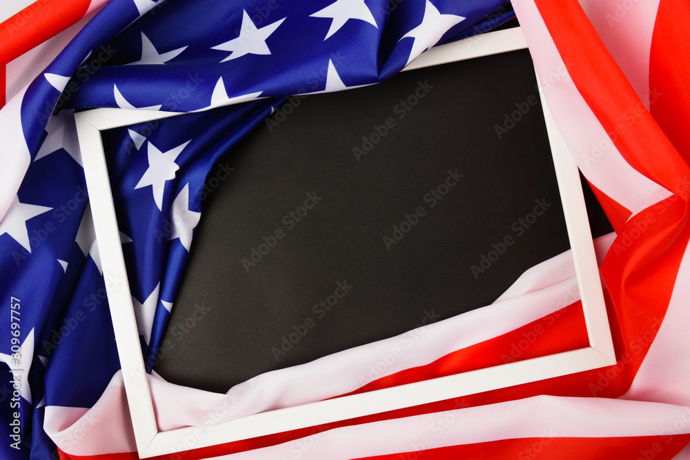 Martin luther king day, flat lay top view, American flag and photo ...