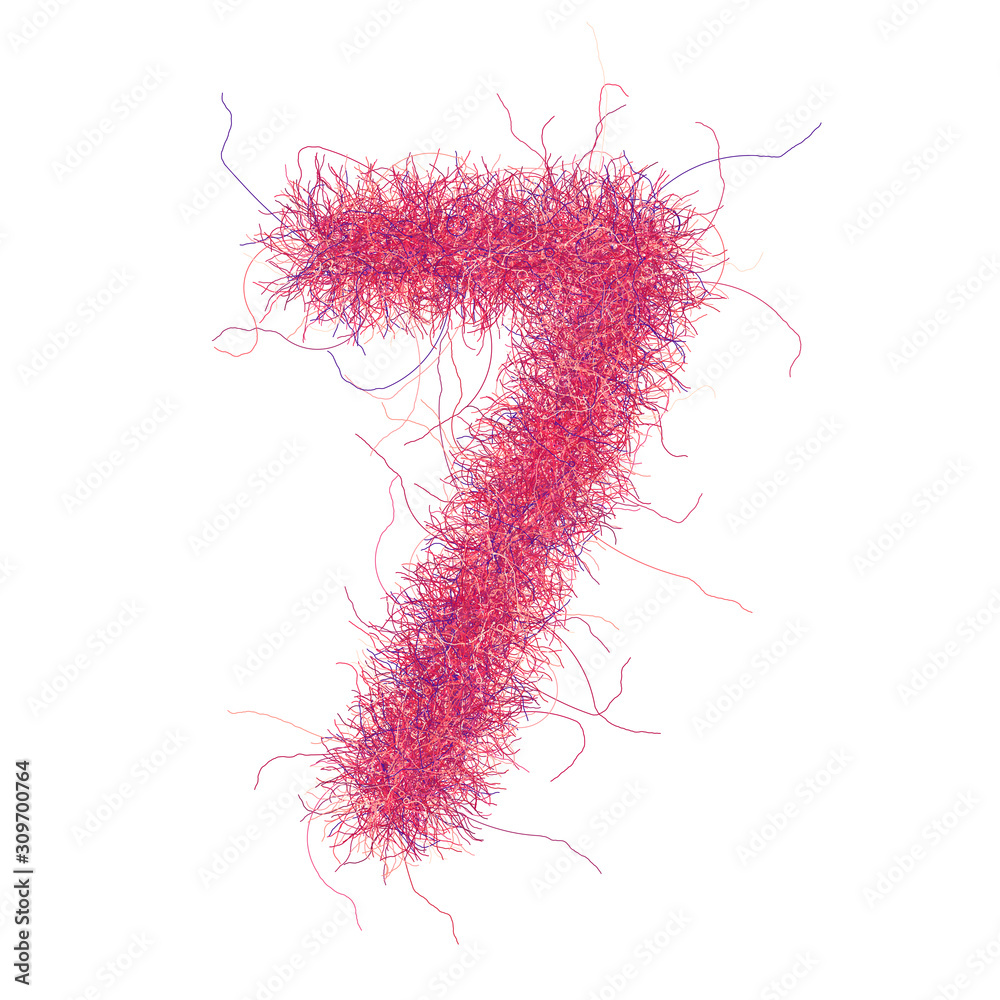 Shaggy font. Hairy number seven 7 on white background. Fluffy character ...