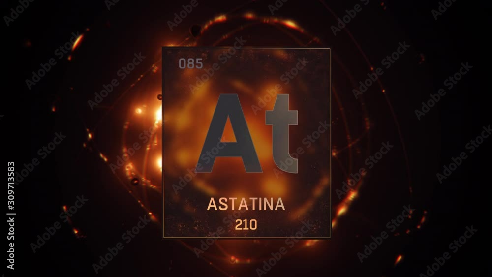 Astatine as Element 85 of the Periodic Table. Seamlessly looping 3D ...