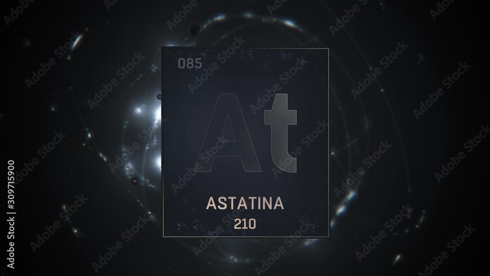Astatine as Element 85 of the Periodic Table. Seamlessly looping 3D ...