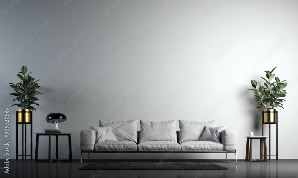 Modern minimal interior design of living room and concrete wall texture ...