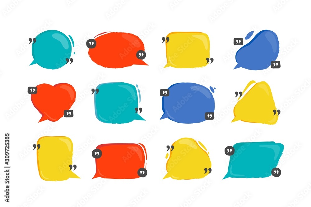 Quotation bubble. Colored bubbles for text and dialogs, citation frames ...