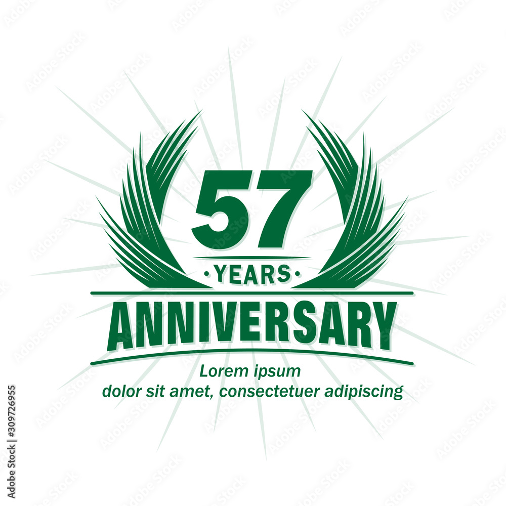 57 years logo design template. 57th anniversary vector and illustration ...