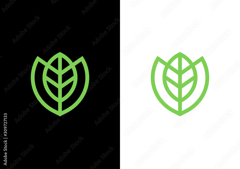 Shield and leaf logo, nature protection symbol, eco leaves icon design ...