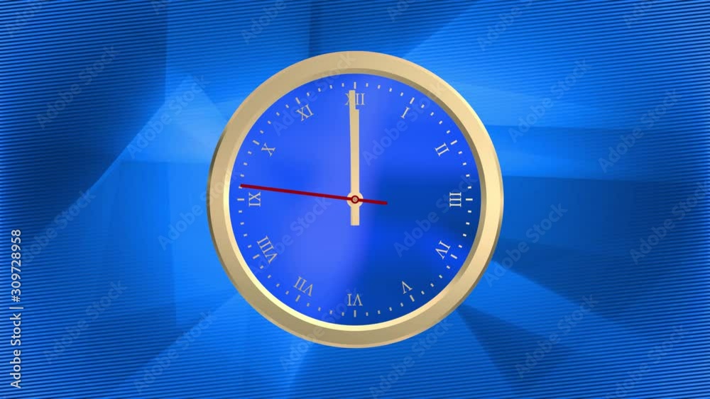 Animated gold clock on a abstract blue digital 3d background. Last 20 ...