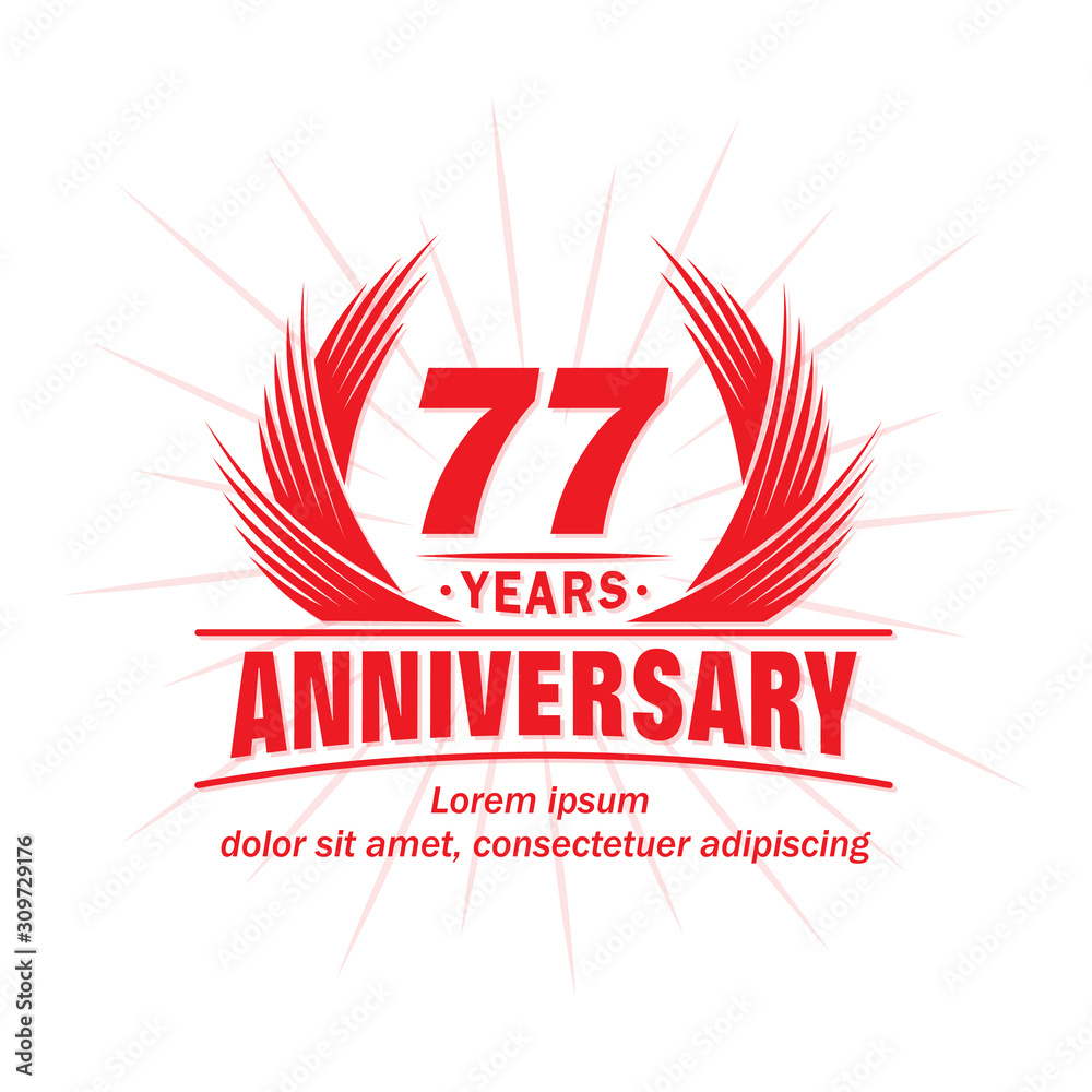 77 years logo design template. 77th anniversary vector and illustration ...