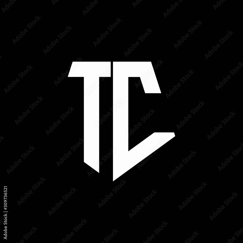 TC logo monogram with pentagon shape style design template Stock Vector ...