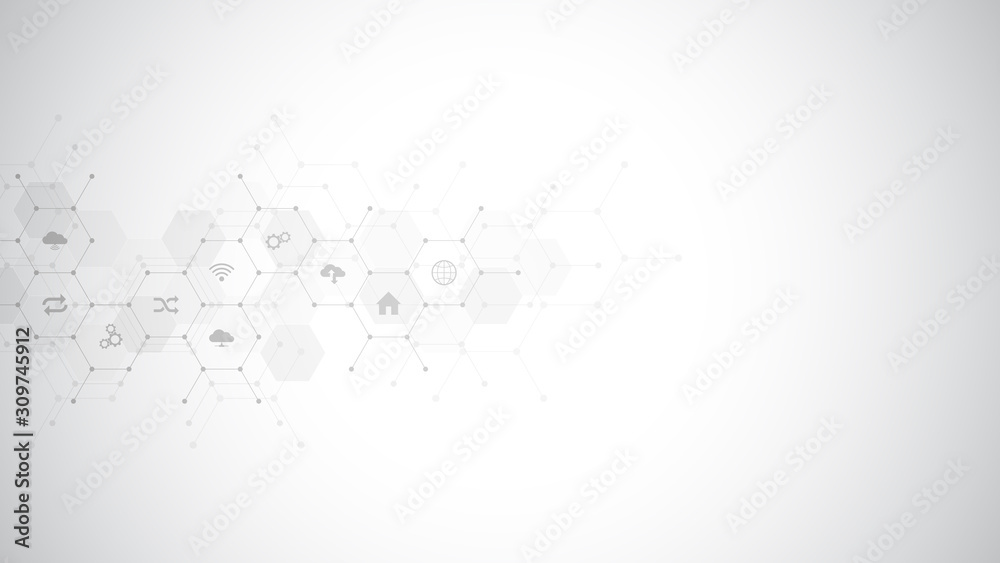 Technology background with flat icons and symbols. Concept and idea for ...
