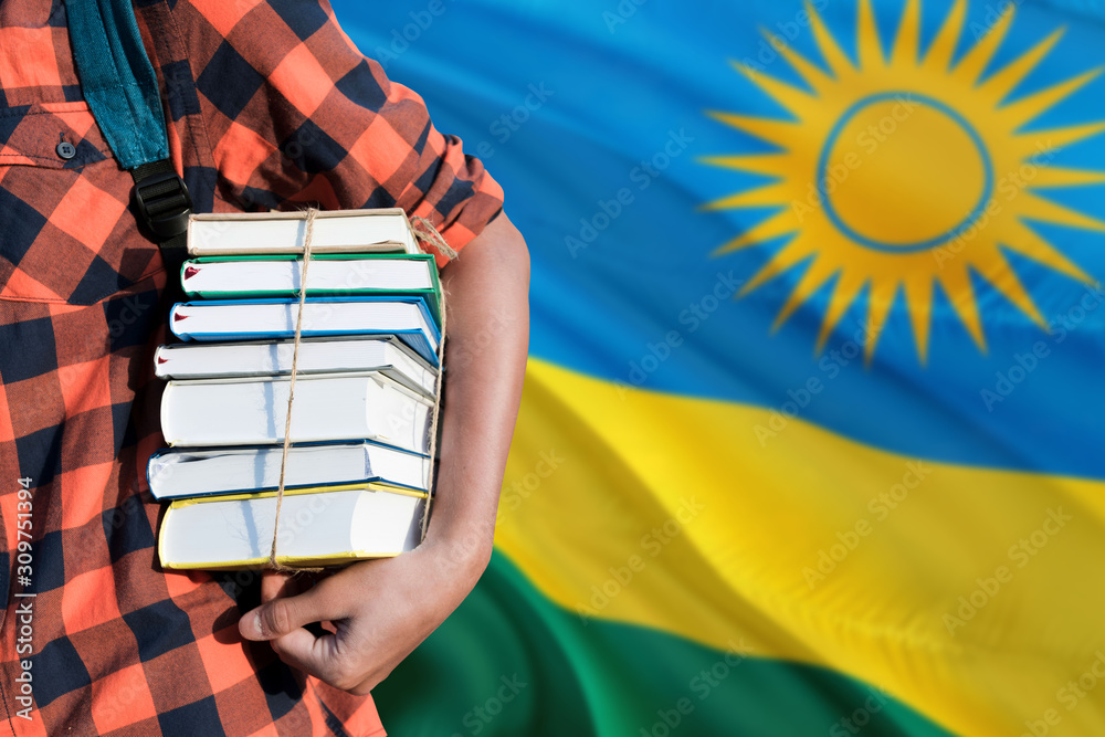 Rwanda national education concept. Close up of teenage student holding ...