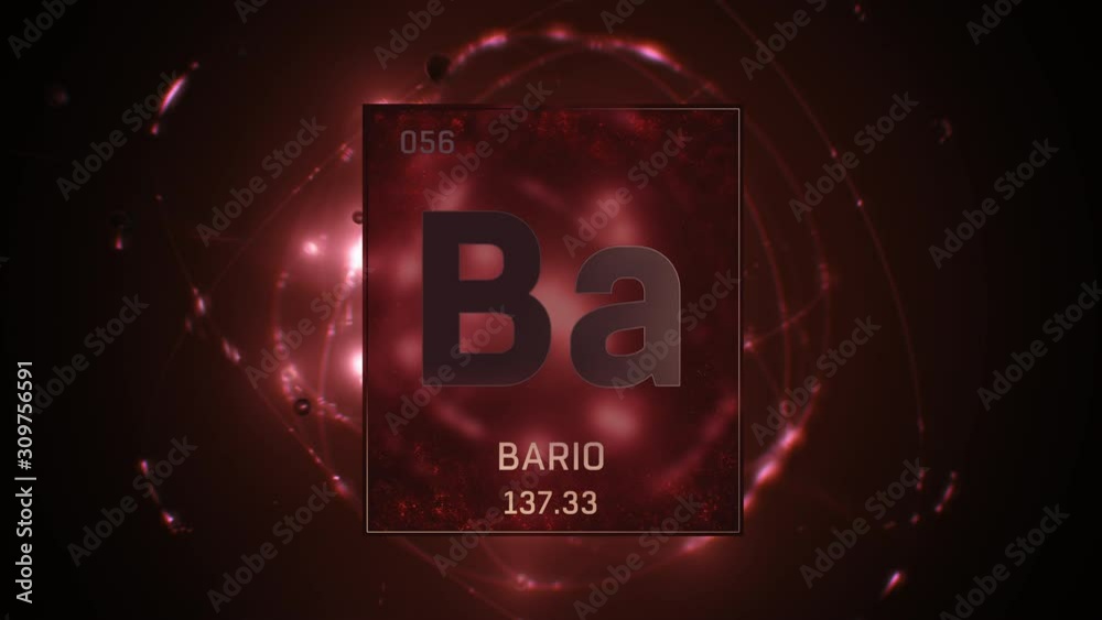 Barium as Element 56 of the Periodic Table. Seamlessly looping 3D ...