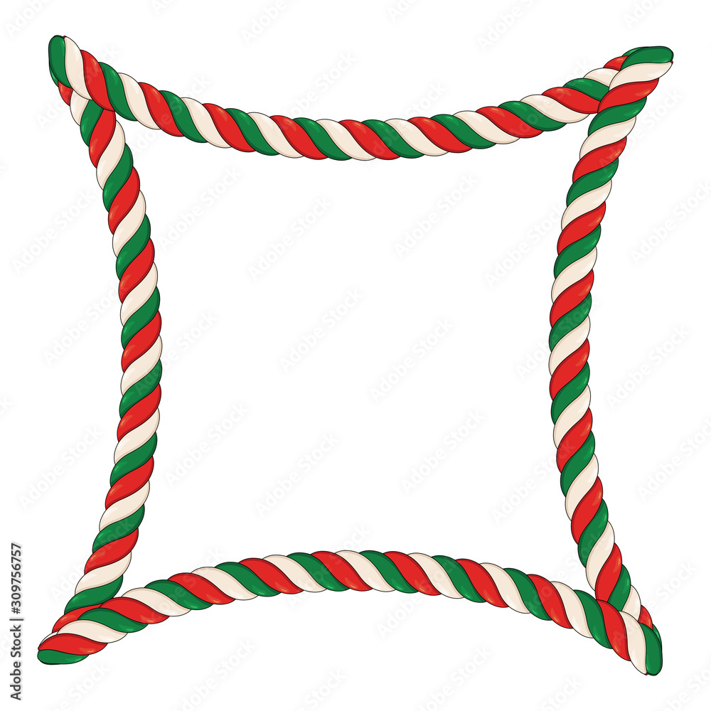 Candy cane frame background. twisted hard candy square border with copy ...