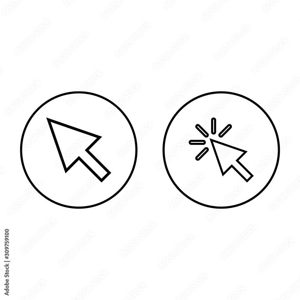 Click arrow icon simple, Cursor icon, Computer mouse click cursor black arrow icons. Stock ...