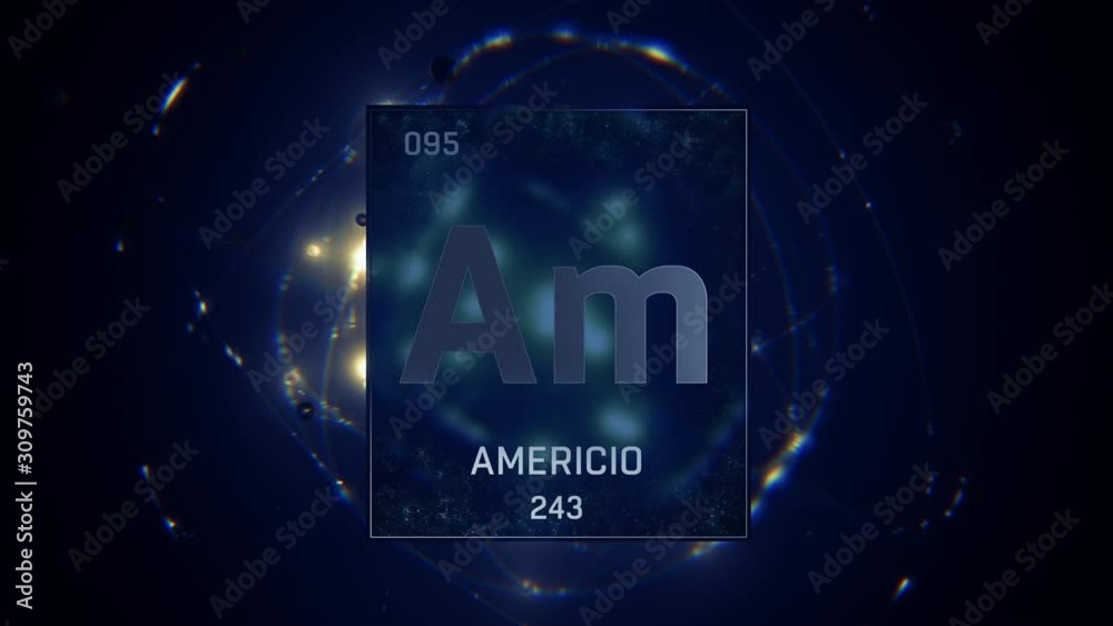 Americium as Element 95 of the Periodic Table. Seamlessly looping 3D ...