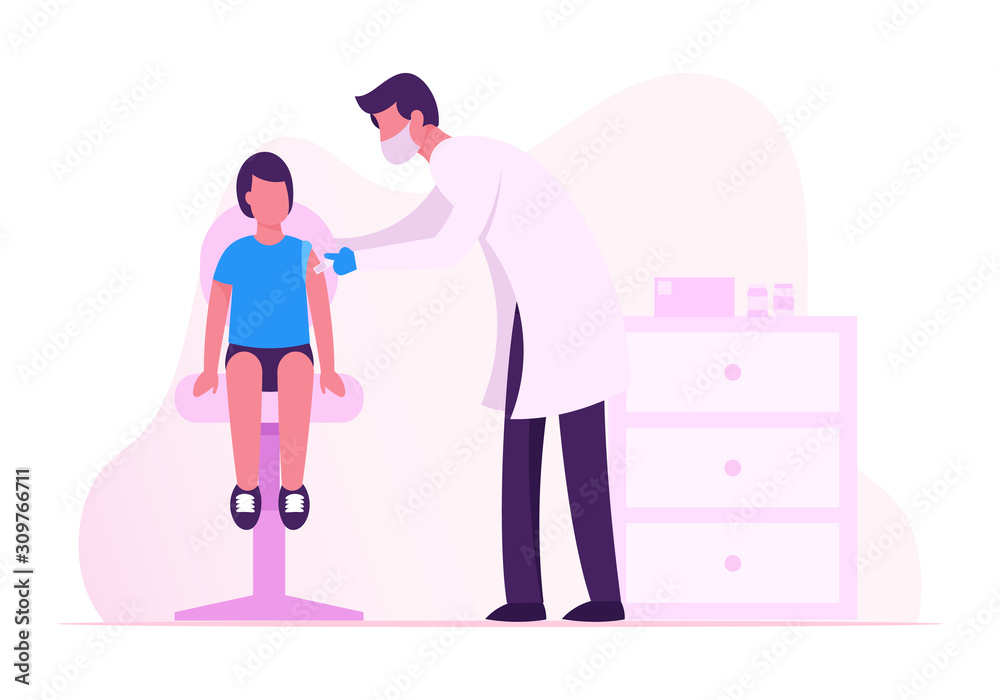 Child Vaccination, Immunization Procedure. Doctor Put Injection to Kid ...