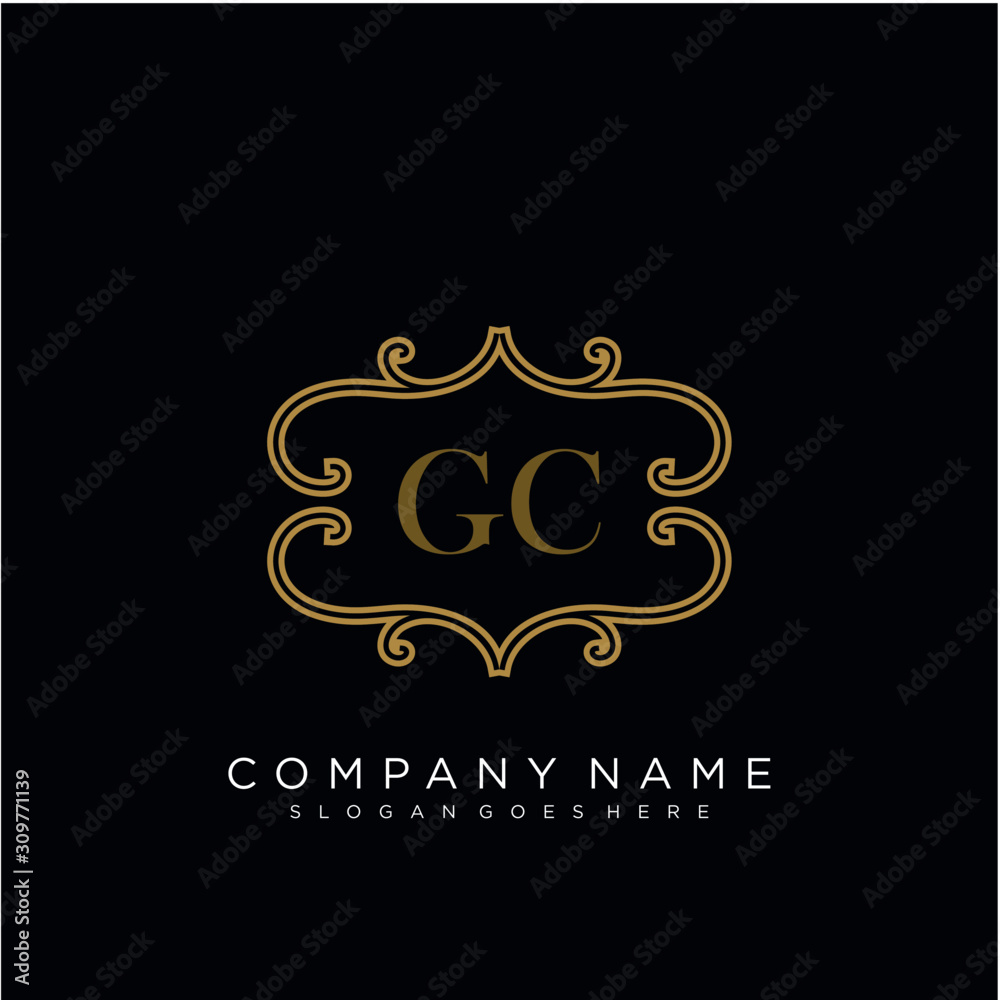 Initial letter GC logo luxury vector mark, gold color elegant classical ...