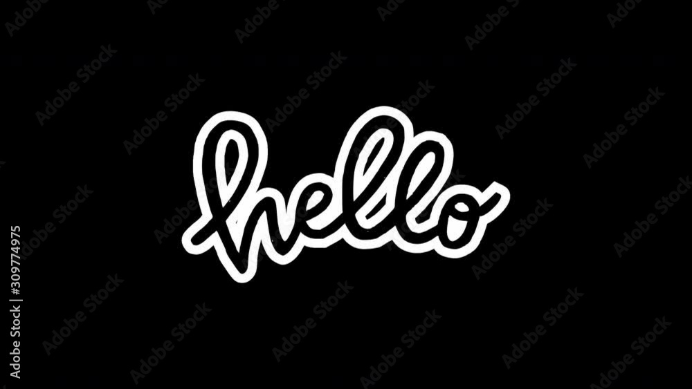 Motion graphic with handwritten lettering inscription Hello. Animated ...