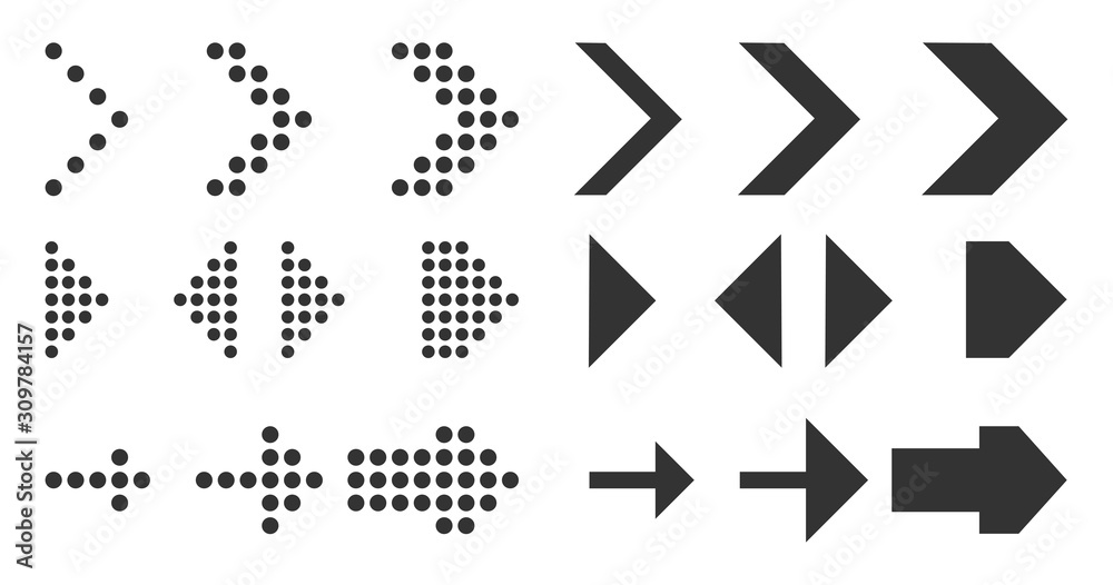 BIg set of gray arrows of different design on white background. Vector ...