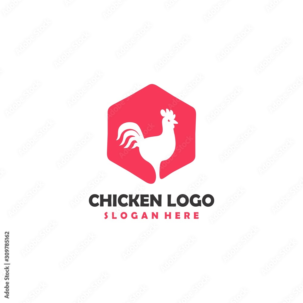 Chicken logo templates simple red Stock Vector | Adobe Stock