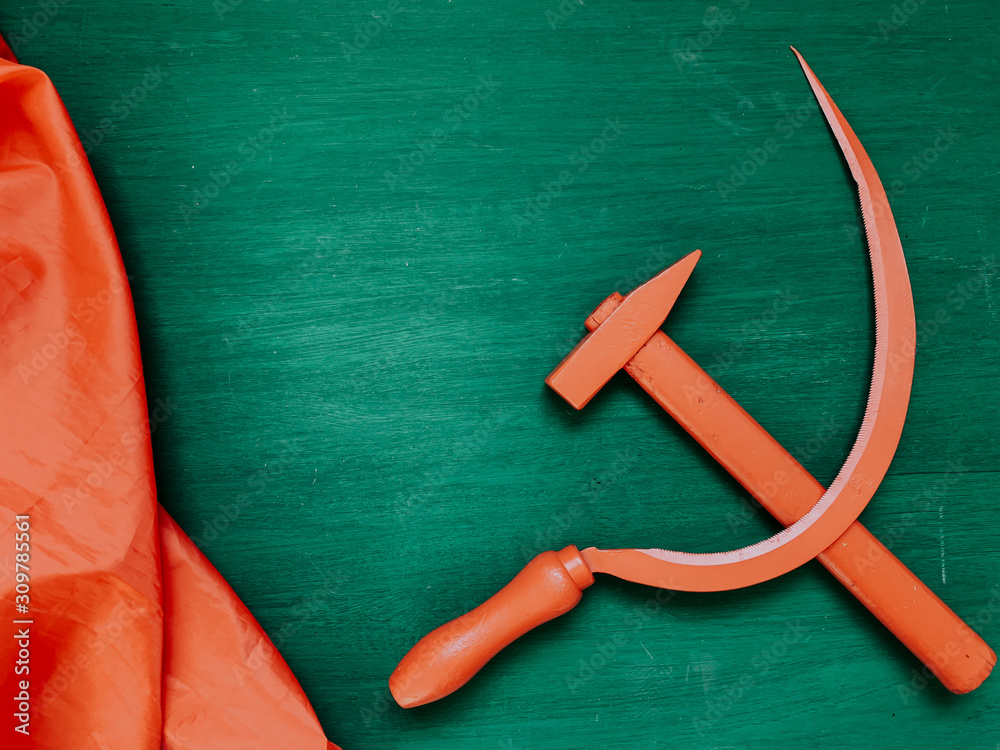 red sickle and hammer Soviet Union symbol of Russia history Stock Photo ...