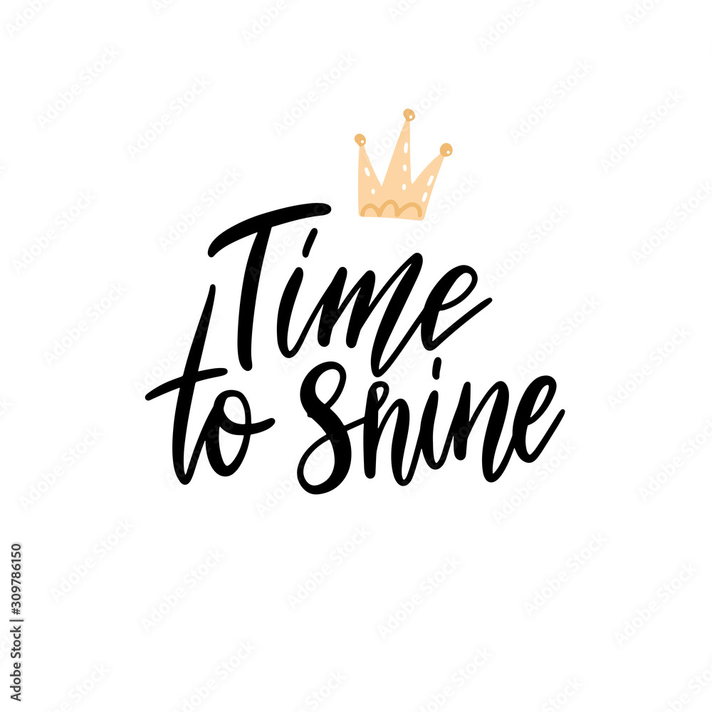 Time to shine vector calligraphy. Birthday postcard with hand drawn ...