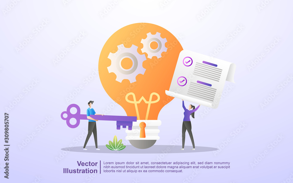 Solution concept. Men and women have solutions for business. Working ...