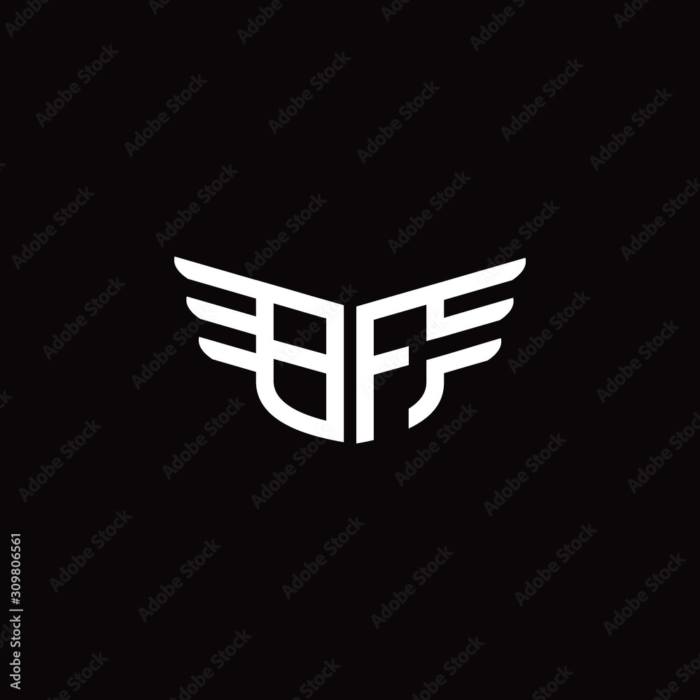 BF logo monogram emblem shape with wings style ribbon design template ...