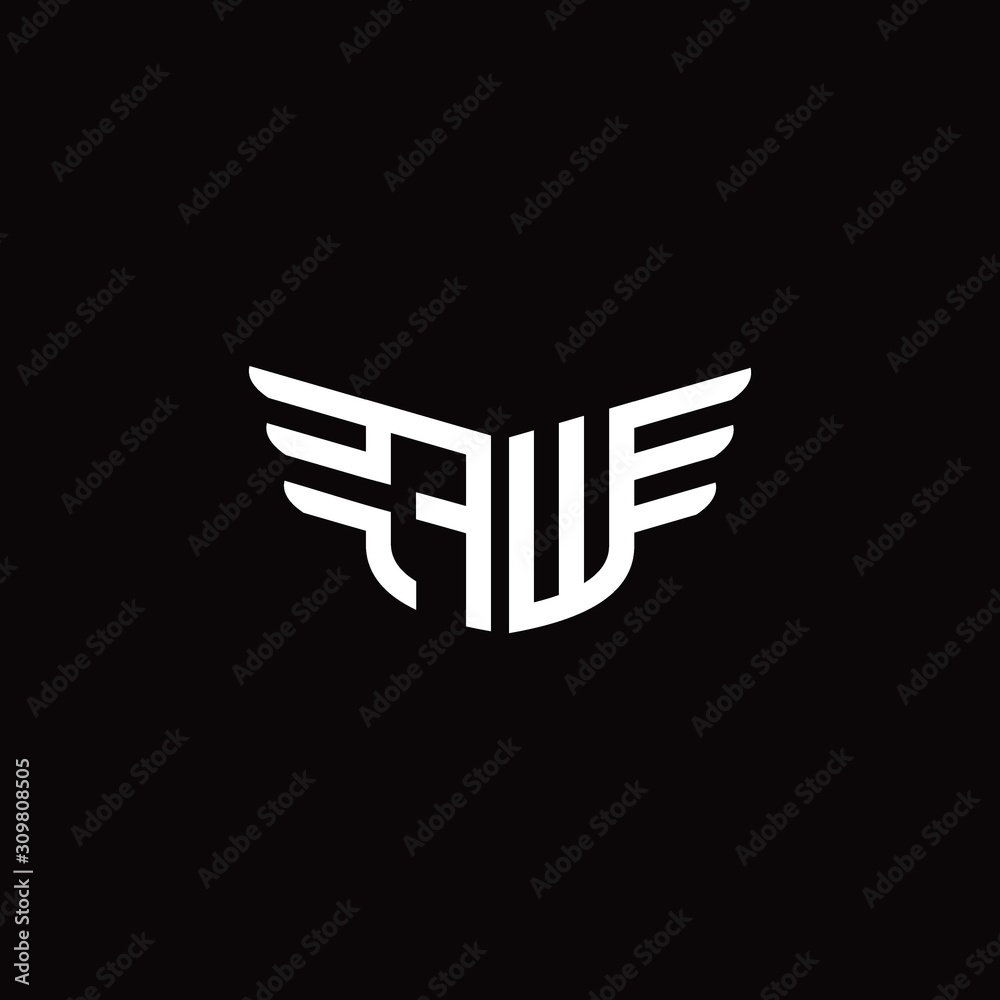 FW logo monogram emblem shape with wings style ribbon design template ...