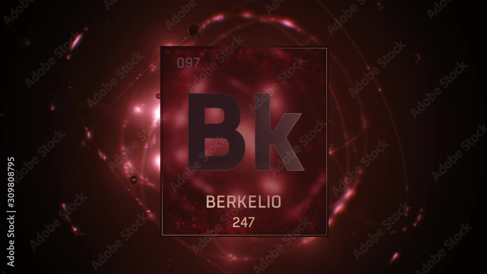 Berkelium as Element 97 of the Periodic Table. Seamlessly looping 3D ...