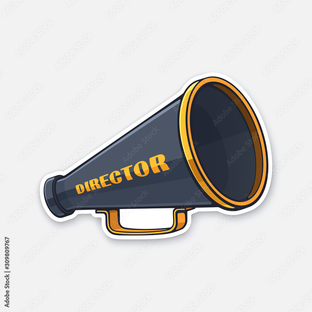 Vector illustration. Retro megaphone with word director on the side ...
