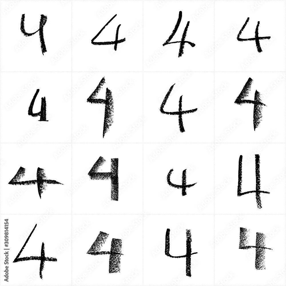 Set of hand drawn digits. Hand made written with crayon templates of ...