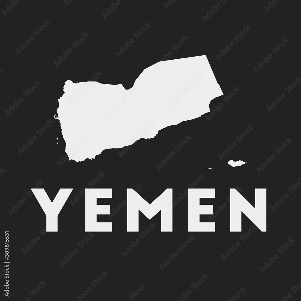 Yemen icon. Country map on dark background. Stylish Yemen map with ...