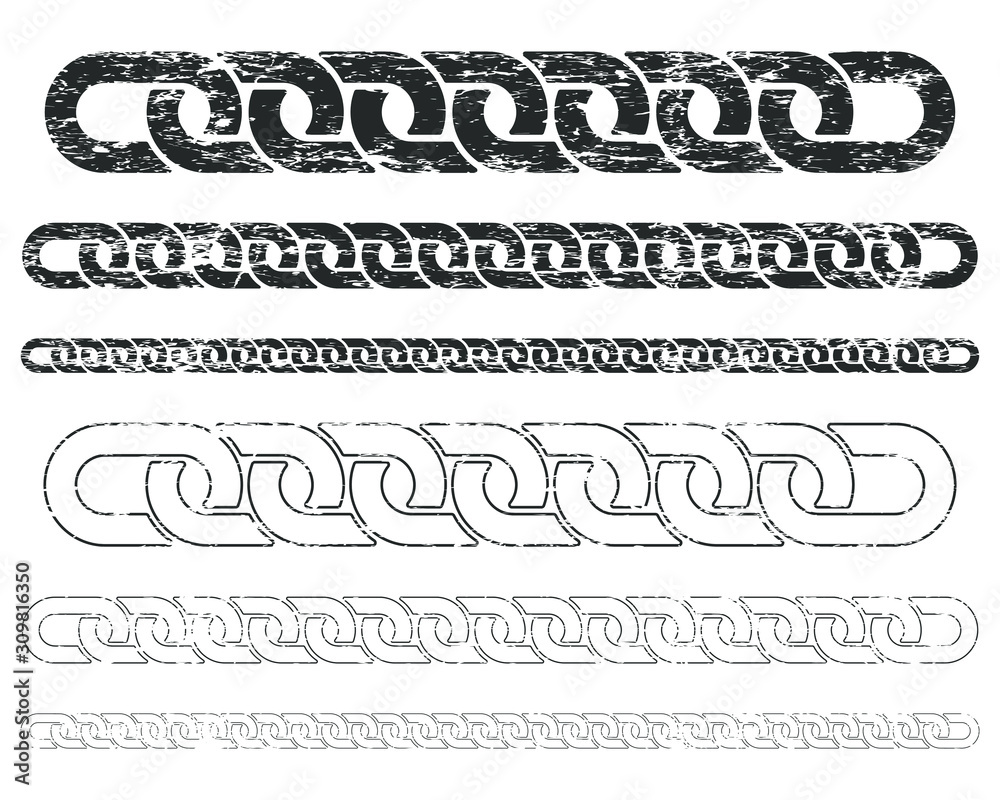 Grunge Seamless chain link pattern shape. Metal, steel, iron chains ...