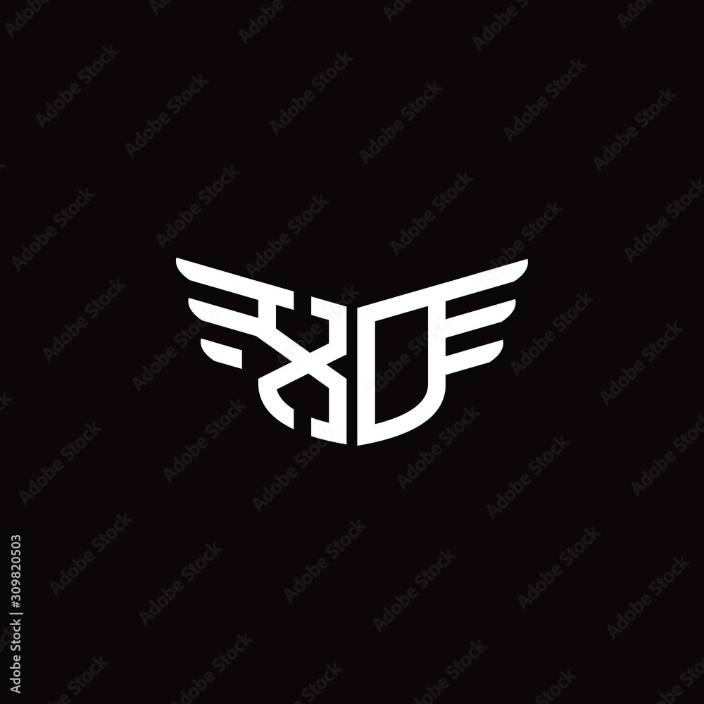 XD logo monogram emblem shape with wings style ribbon design template ...