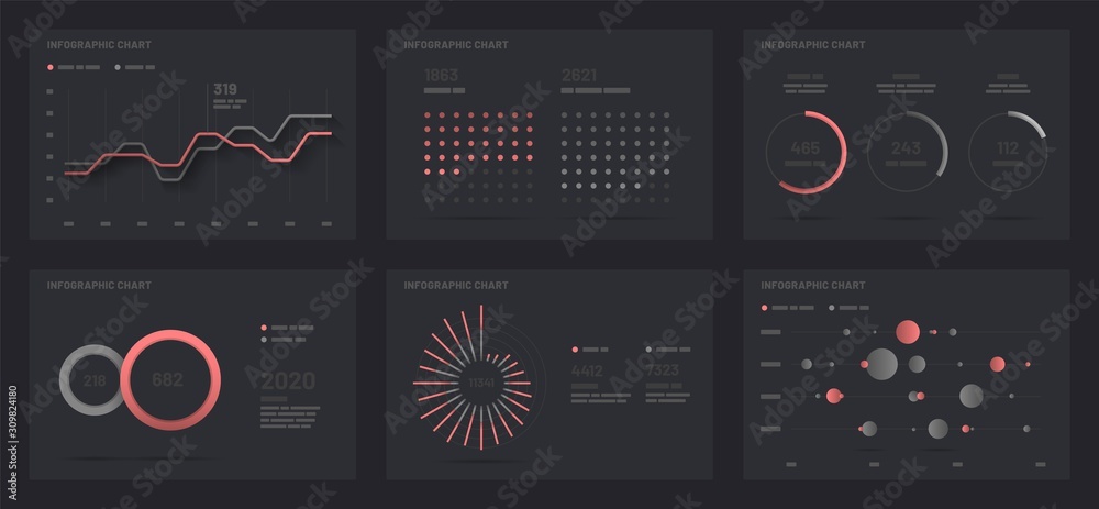 Elements of infographics on a black background. Use in presentation ...