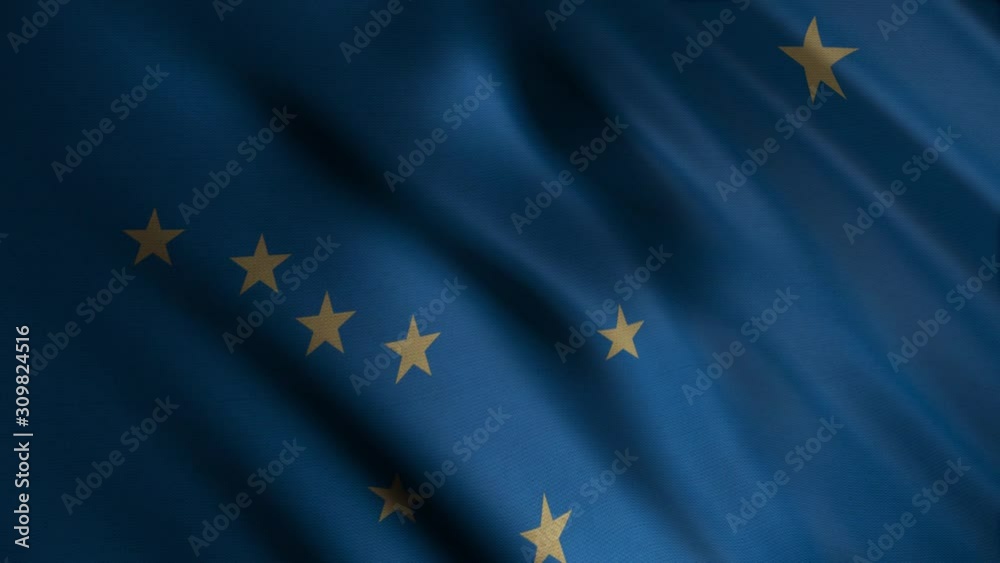 Close-up of waving flag of Alaska. Animation. Animated background with ...