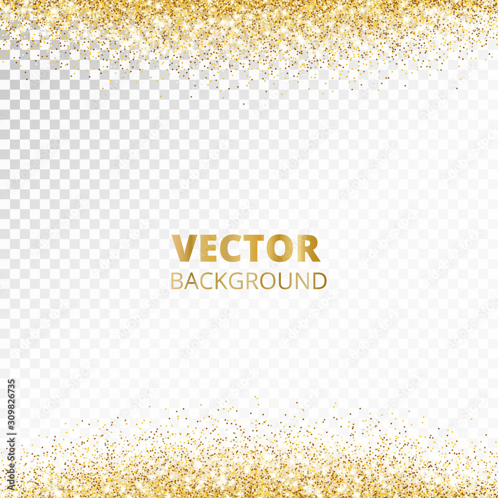 Sparkling glitter border, frame. Falling golden dust isolated on ...