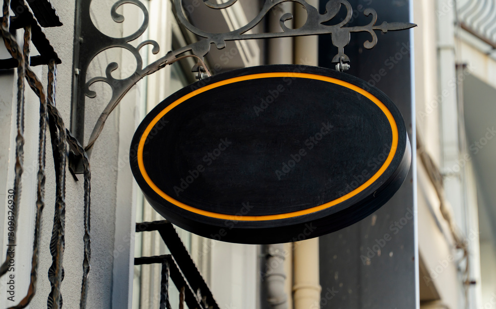 mockup signboard sign for cafe, office and shop on the street. modern ...