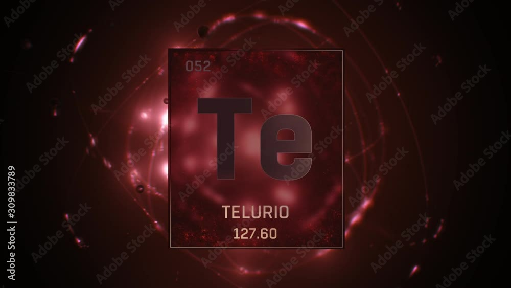 Tellurium as Element 52 of the Periodic Table. Seamlessly looping 3D ...