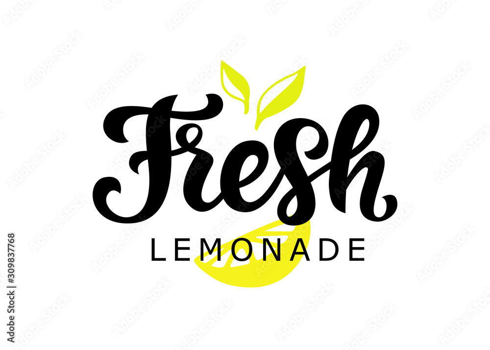 Fresh Lemonade Vector Logo Badge Modern Calligraphy Logotype Stock