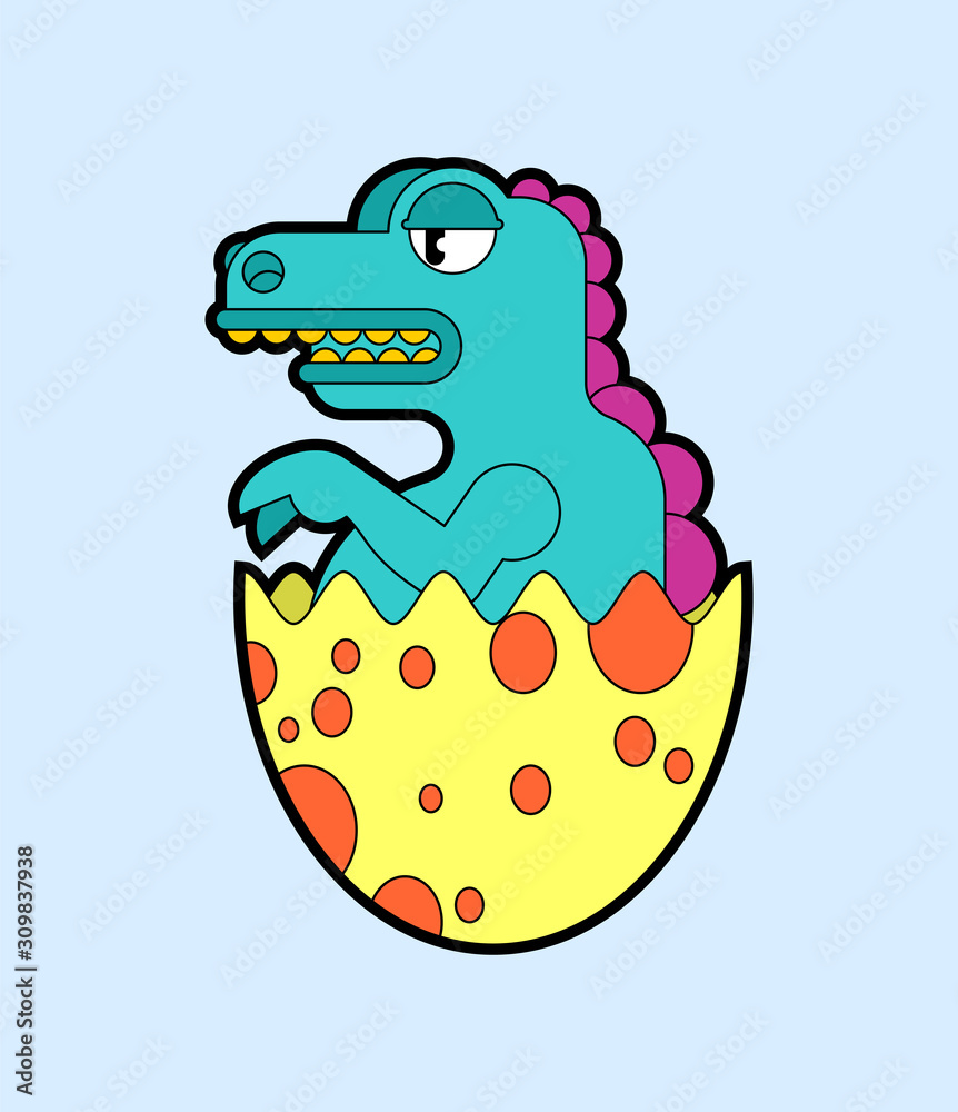Dinosaur in egg. Small dyno in shell. Cartoon vector illustration Stock ...