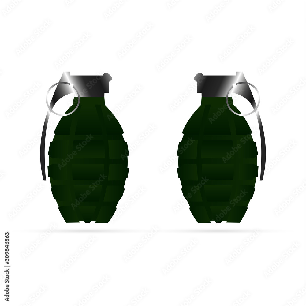 Activated hand grenade. Image represents explosive state, terror alert ...